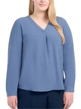 Dalia | Tops | Dalia Long Sleeve Crepe Blouse In Wild Wind Blue Large ...
